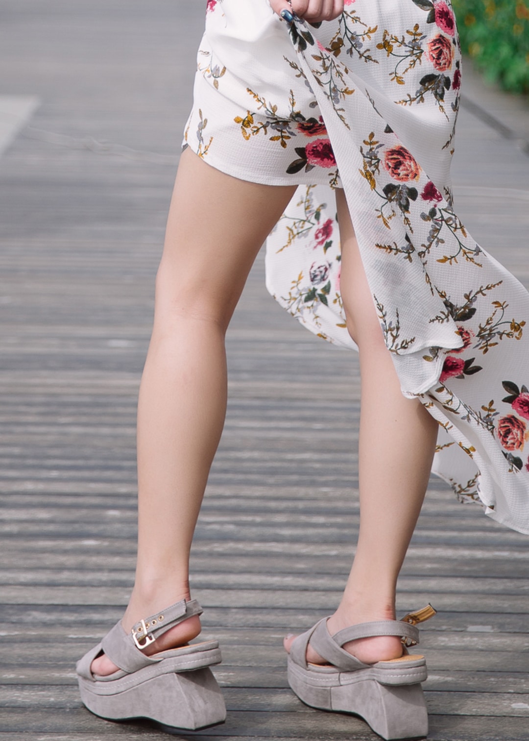 Crossover Velvet Wedges In Grey • DREAMSCAPED