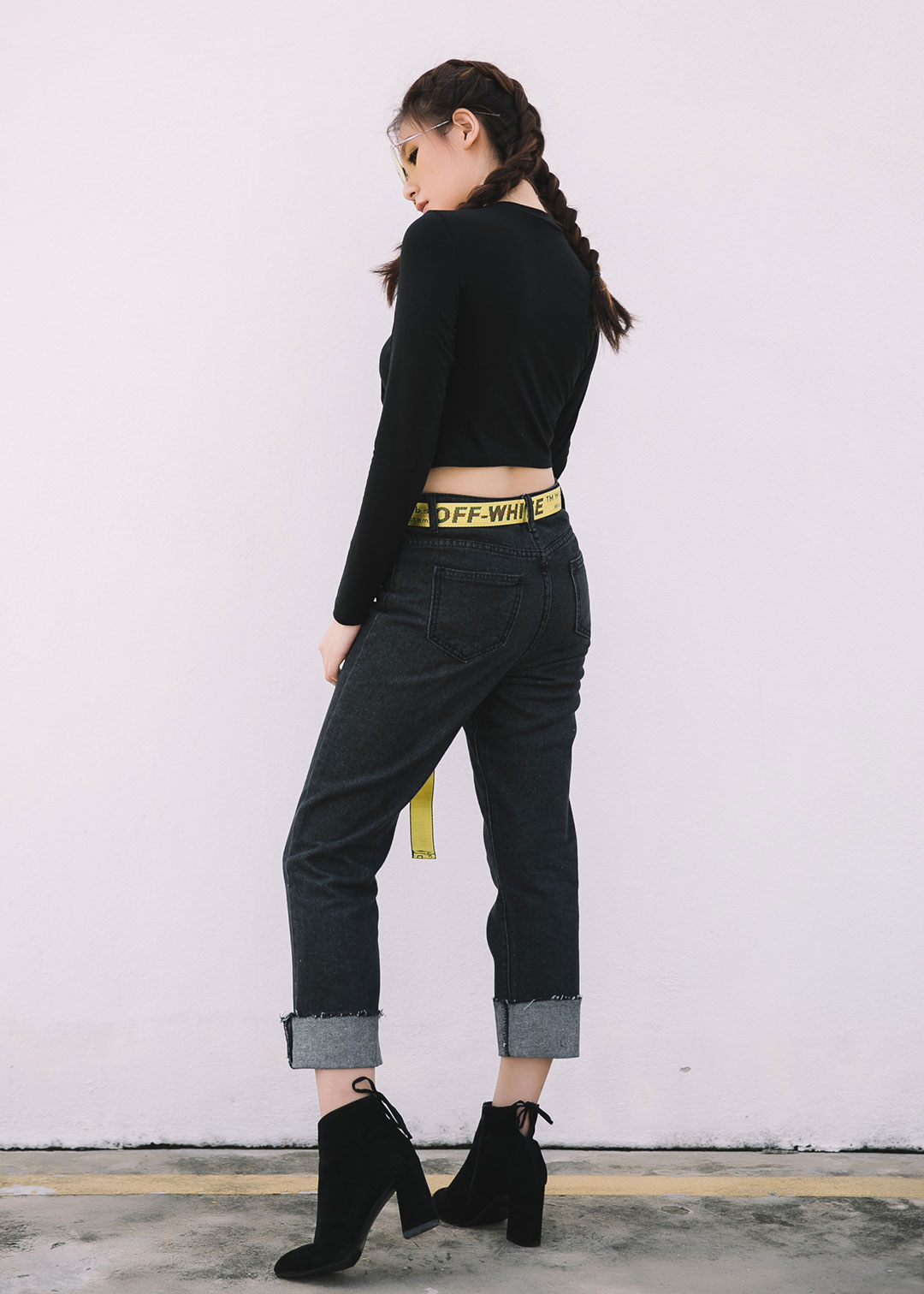Your Vintage folded denim jeans In Black • DREAMSCAPED