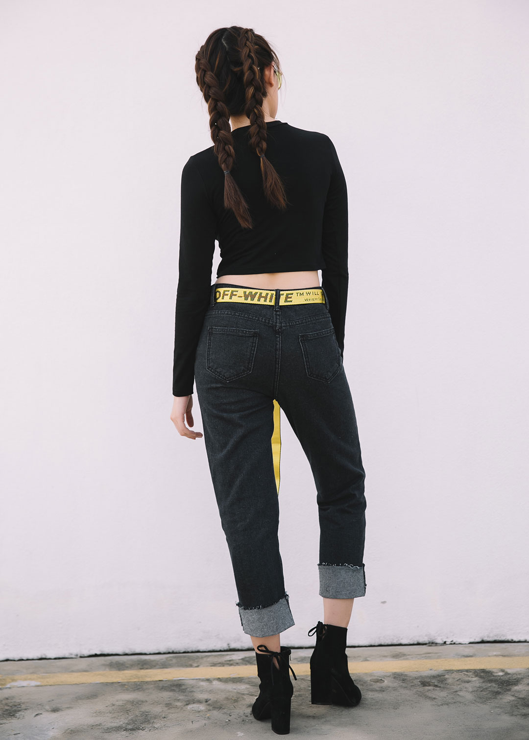Your Vintage folded denim jeans In Black • DREAMSCAPED