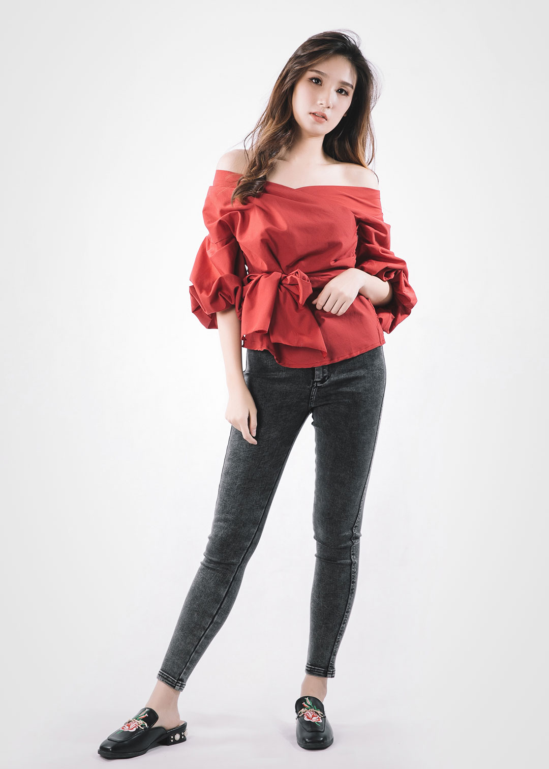 Messily-Wrapped Ruffle Top In Maroon • DREAMSCAPED