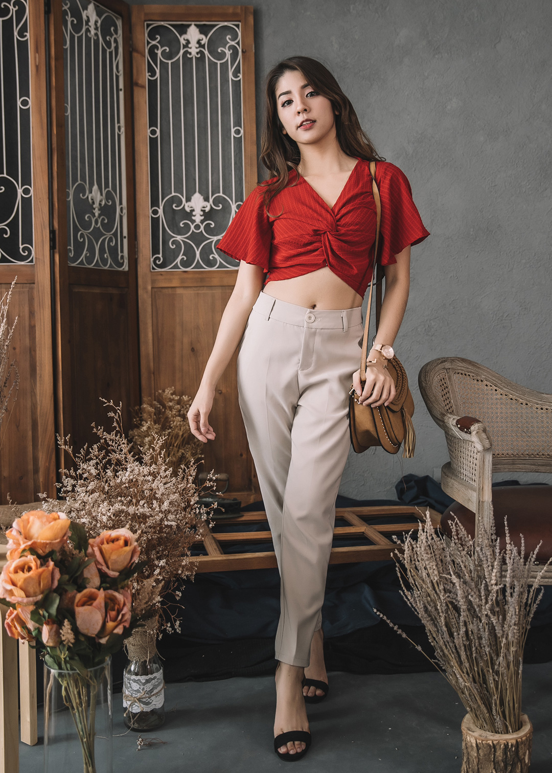 Unravel Flutter crop top in Red • DREAMSCAPED
