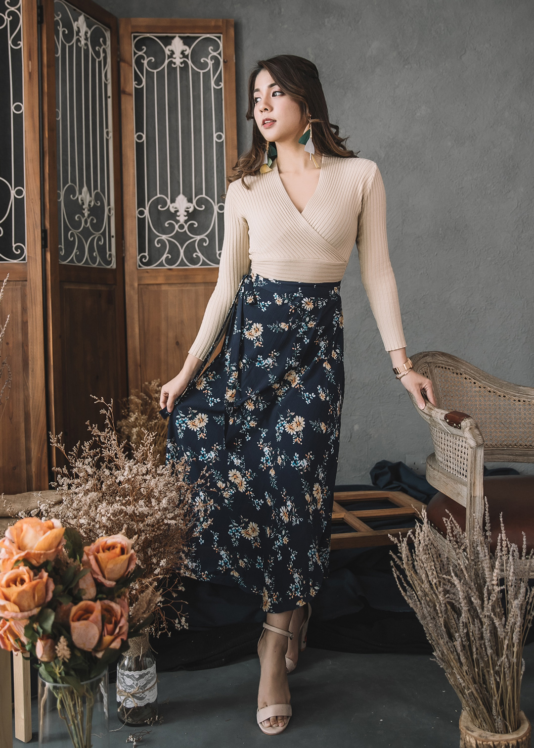 Wrapped Eternally Elegant Ribbed Top in Beige • DREAMSCAPED