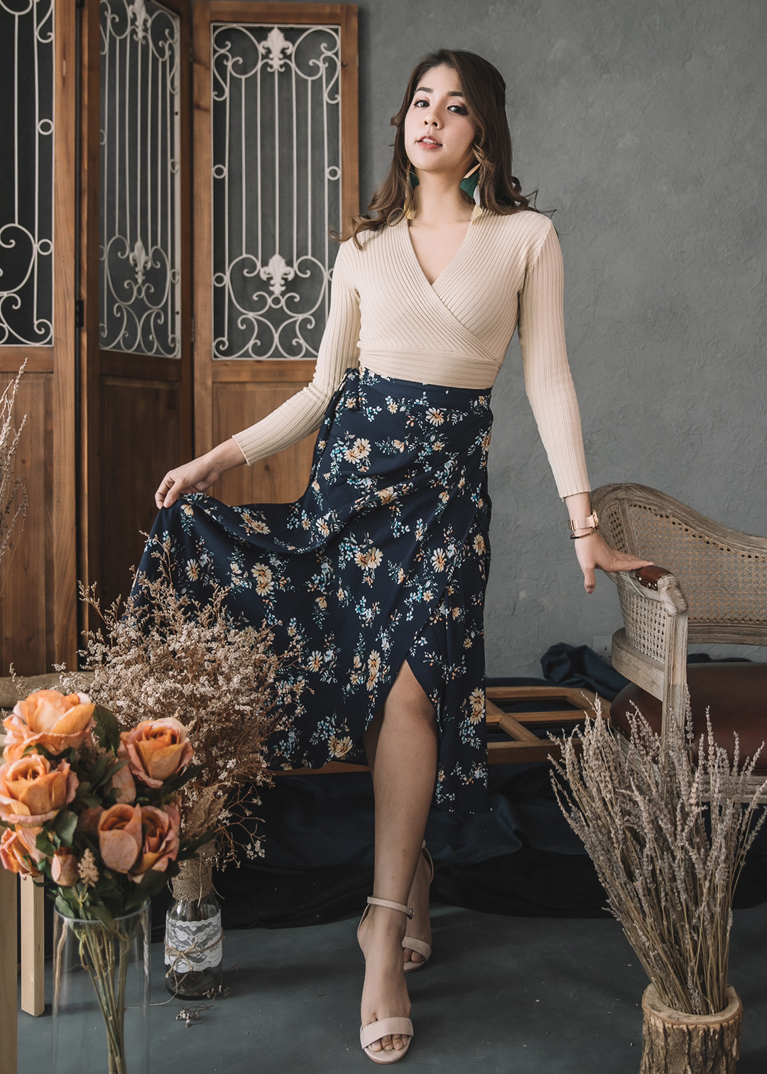 Wrapped Eternally Elegant Ribbed Top in Beige • DREAMSCAPED