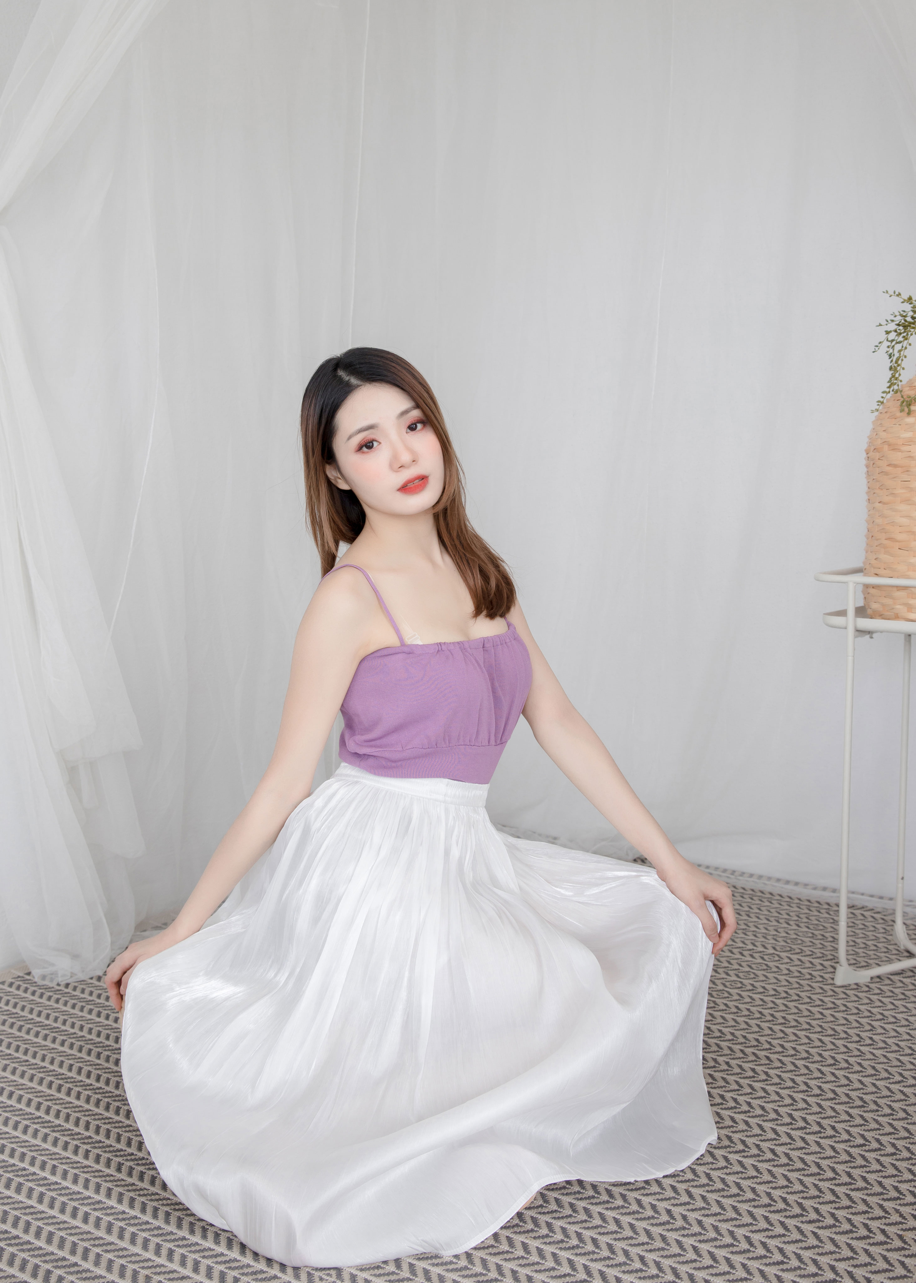 Gloss Over Satin Pleated skirt in White • DREAMSCAPED