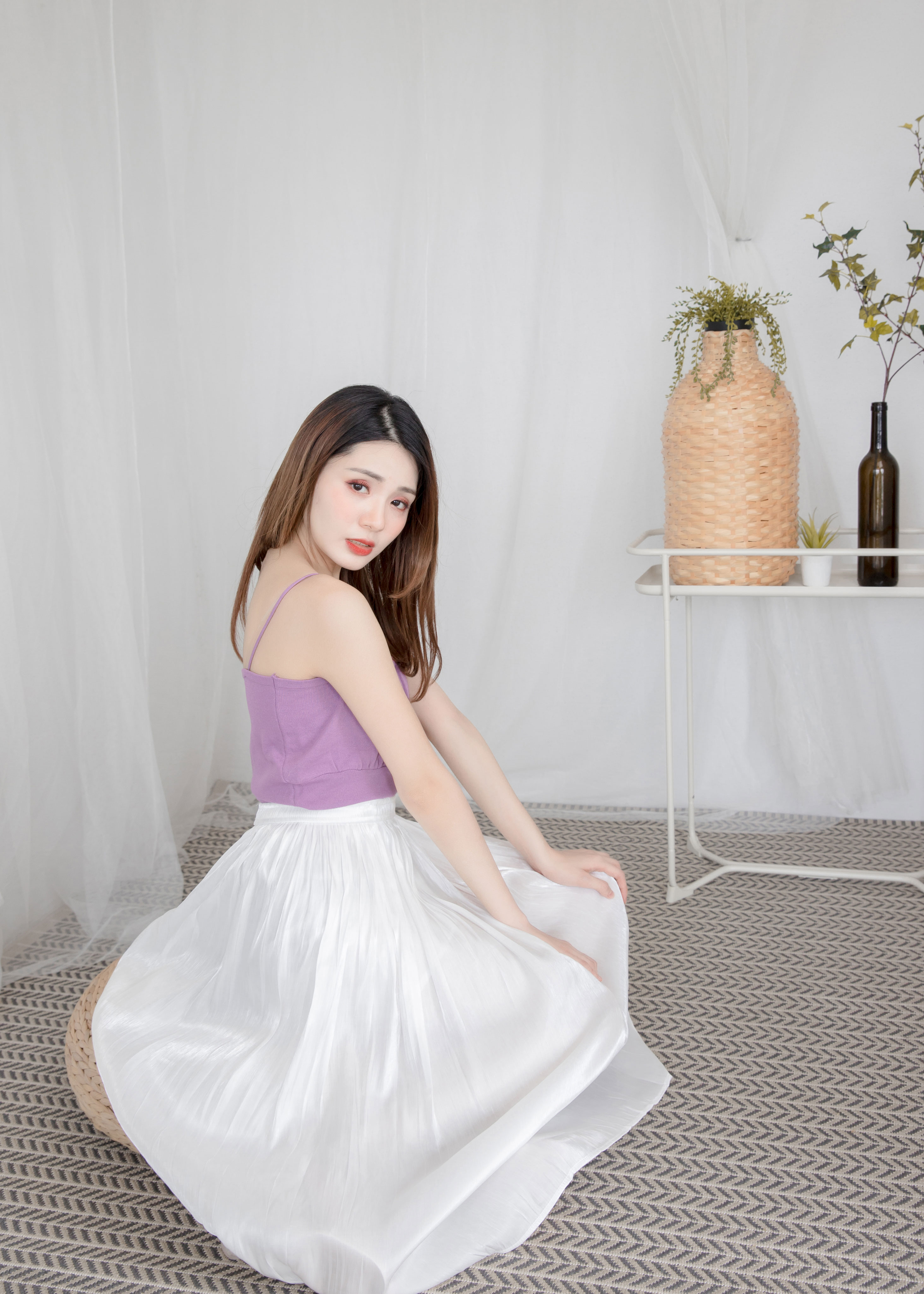 Gloss Over Satin Pleated skirt in White • DREAMSCAPED