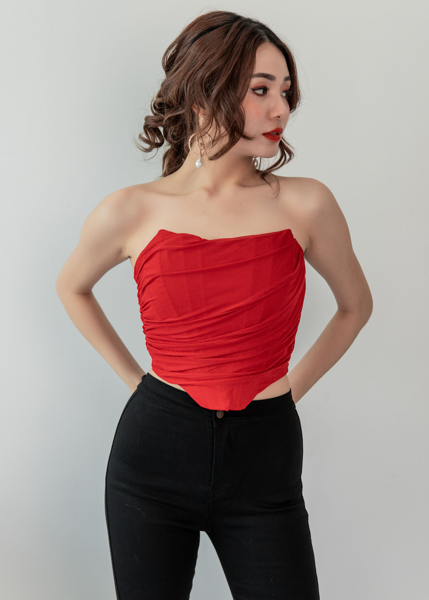 Prima Donna Mesh Boned Corset in Maroon • DREAMSCAPED