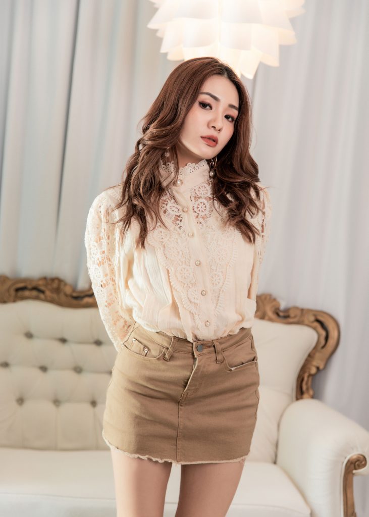 Demure Amour Embroidered Shirt in Cream • DREAMSCAPED