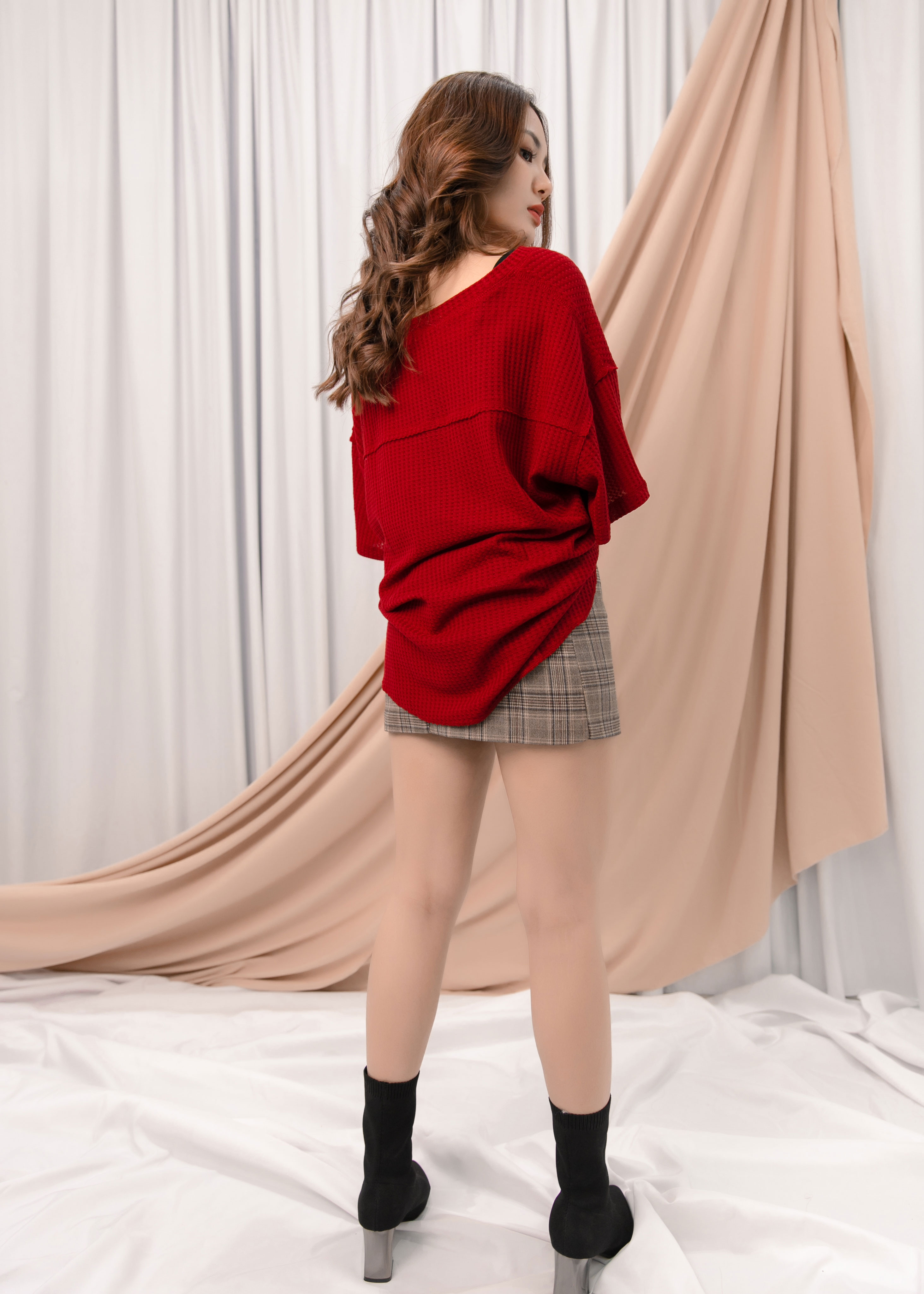 Earl Grace Knit Oversized Top in Maroon • DREAMSCAPED