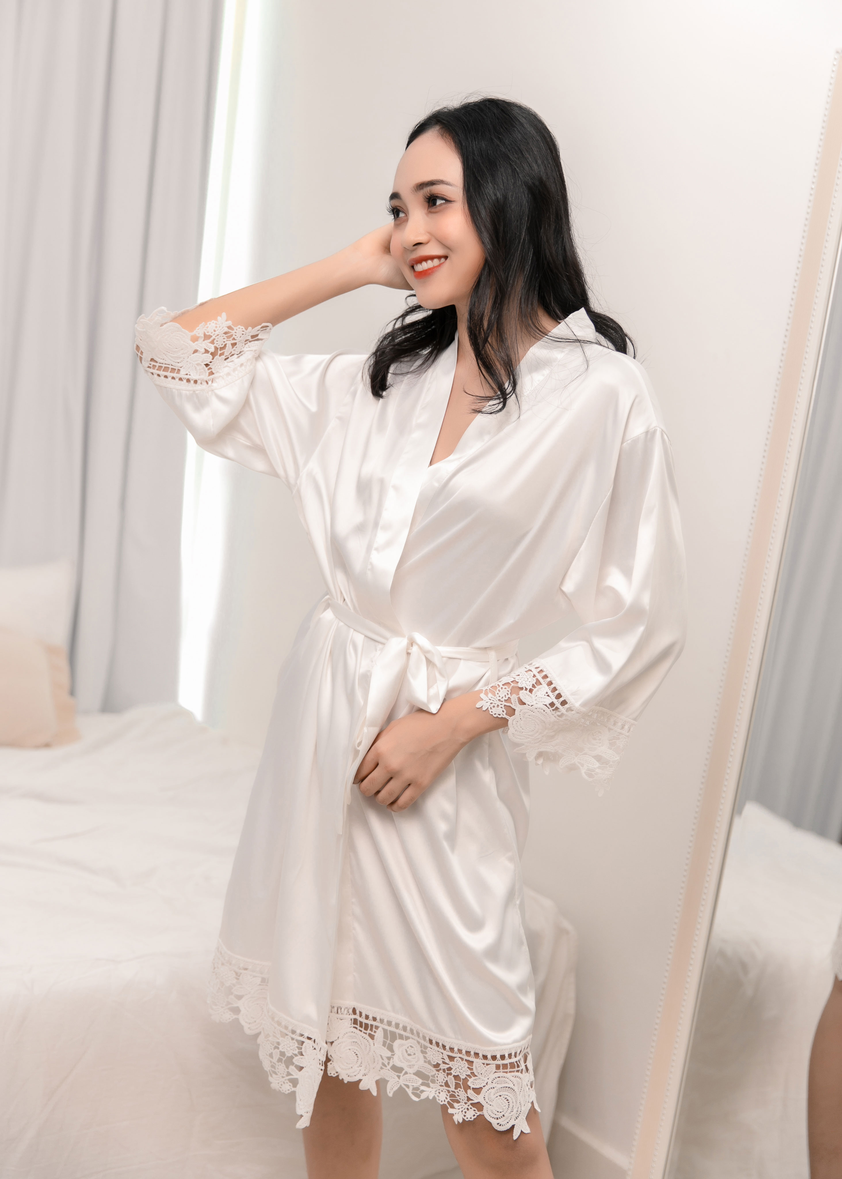 Regal Blush Robe in White • DREAMSCAPED