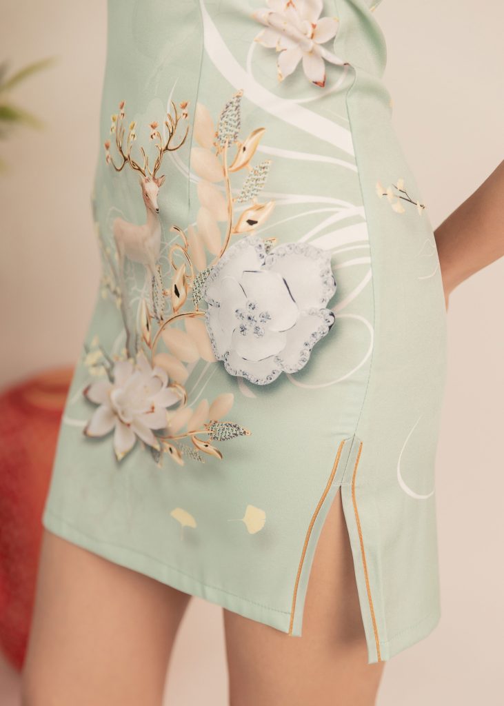 Eternal Endeerance Mini Qipao in Mint • DREAMSCAPED