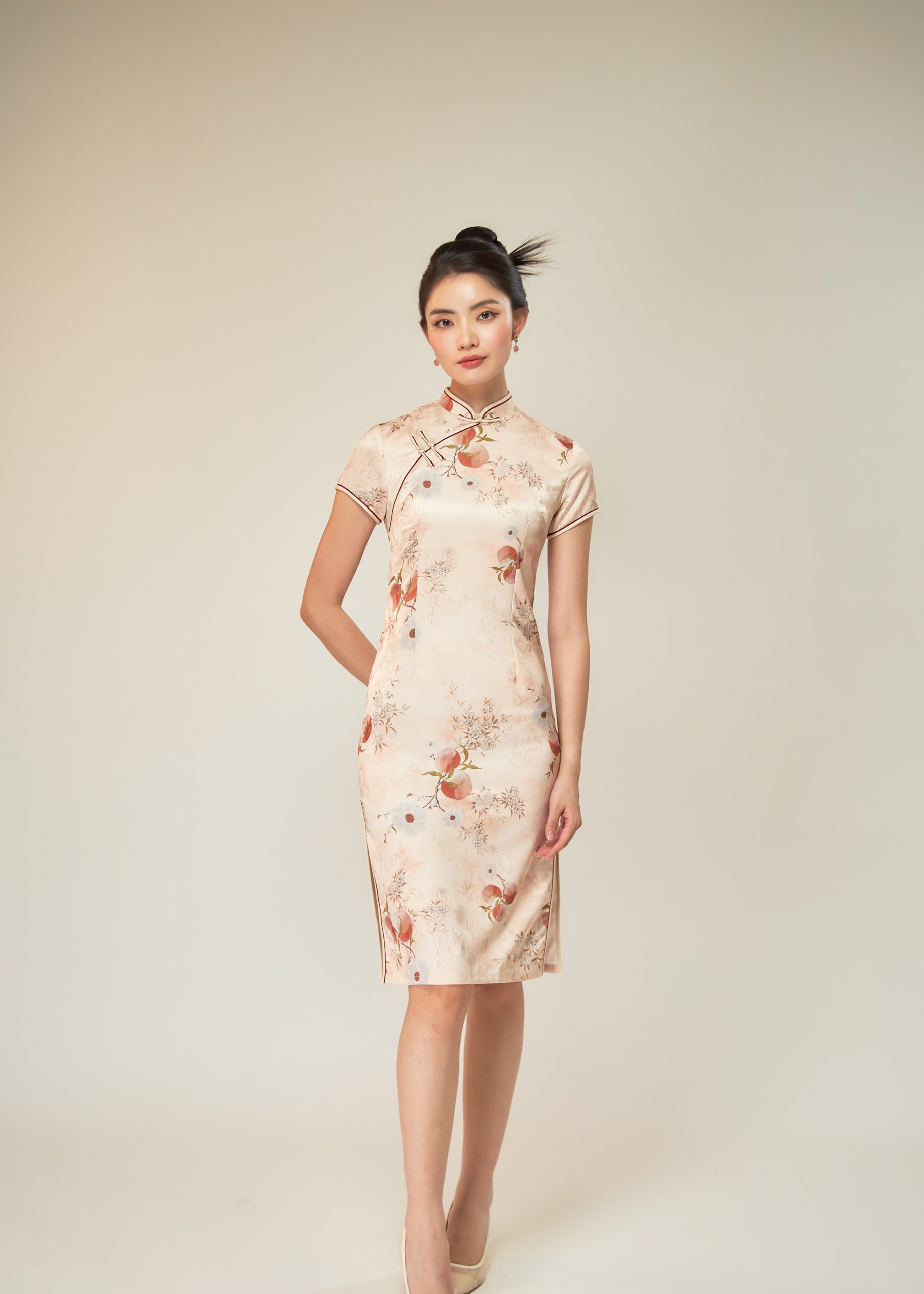 Peach Lucidity Midi Qipao